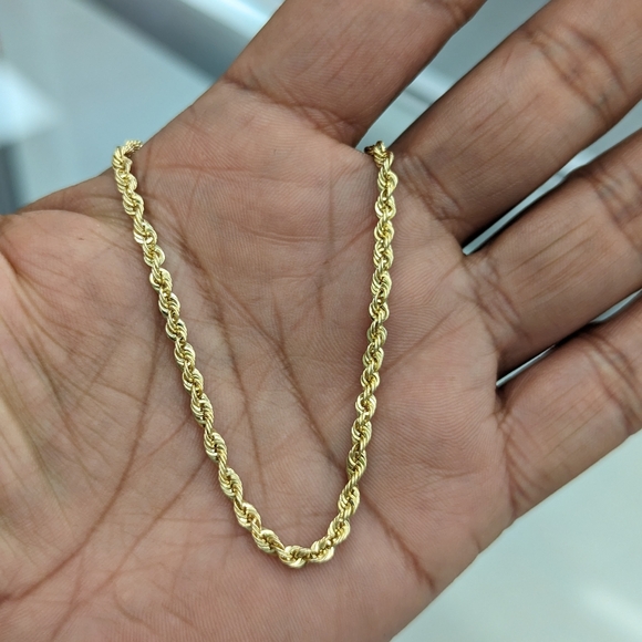 Unbrand | Accessories | Kt Real Gold Rope Bracelet 3mm 7 Inch | Poshmark